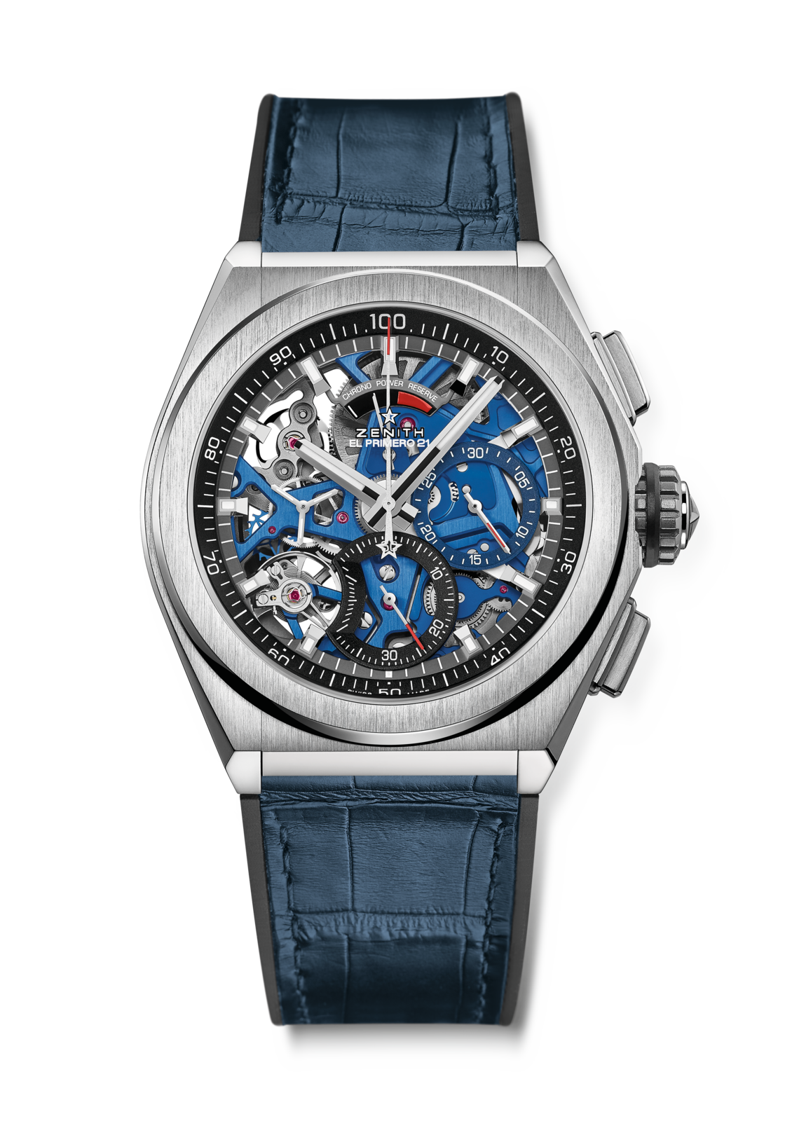 DEFY El Primero 21 Titanium with leather strap, blue dial - ZENITH