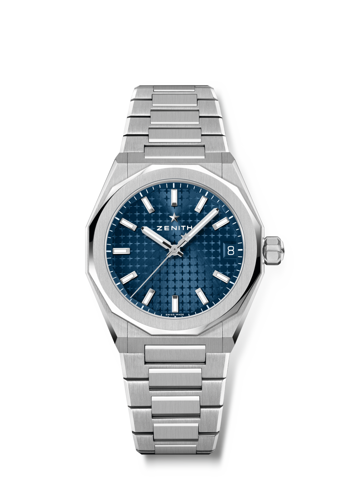 DEFY Skyline 36mm steel automatic watch with blue patterned dial and ...